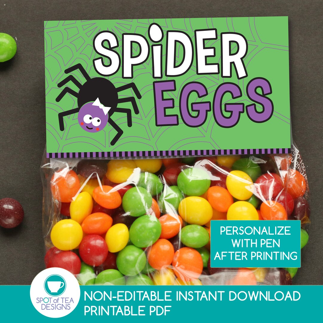 Spider Eggs Halloween Bag Toppers | Halloween Treat Bags | Halloween ...