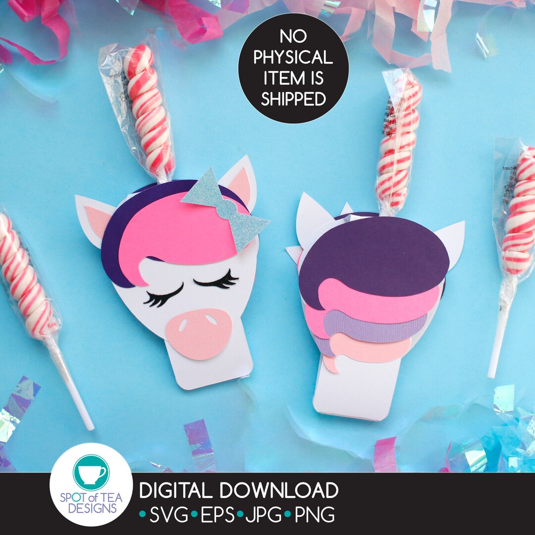 Unicorn Lollipop Holder Svg Cut File | Unicorn Party SVG | Lollipop Svg ...