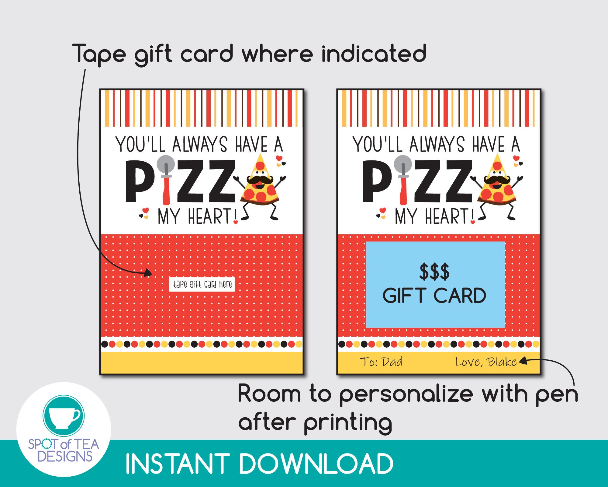 Pizza My Heart Gift Card Holder | Father's Day Gift Idea| Father's Day ...