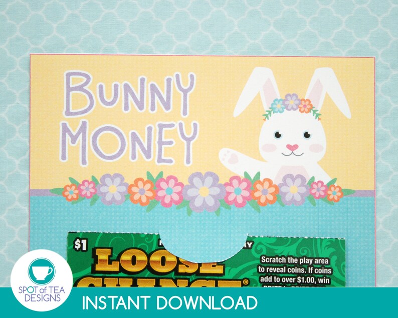 Bunny Money Easter Lottery Ticket Holder Easter Printable - Etsy