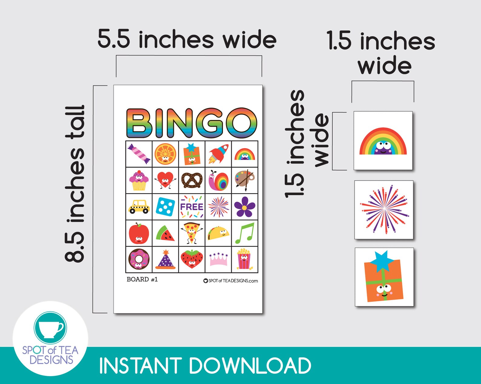 Printable Rainbow Bingo Game Printable Game Virtual Game | Etsy