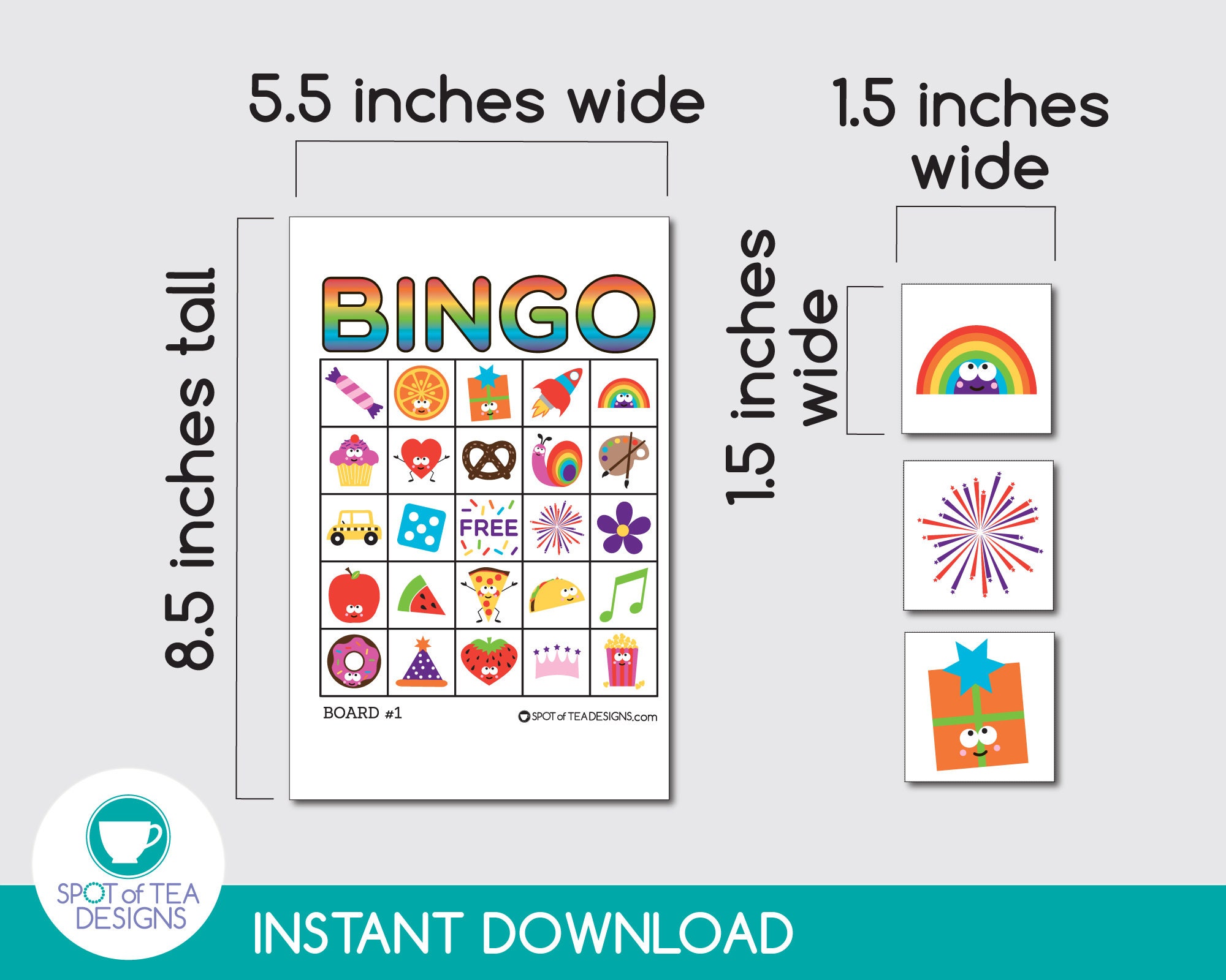 Printable Rainbow Bingo Game Printable Game Virtual Game | Etsy