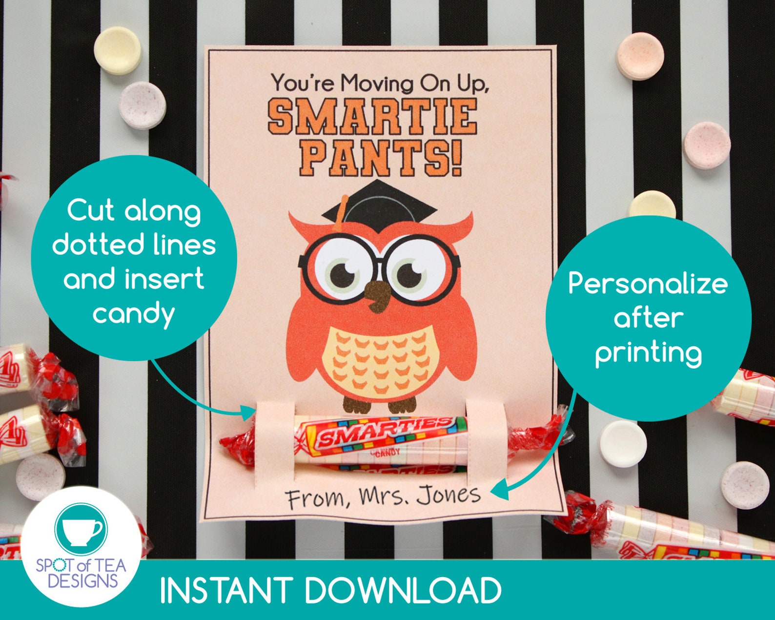 Last Day of School Smartie Pants Owl Teacher Version Last | Etsy