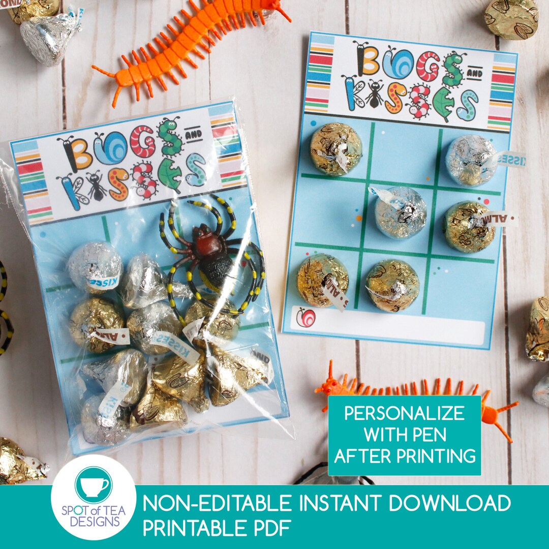Bugs and Kisses Tic Tac Toe | Printable Game | Chocolate Kisses ...