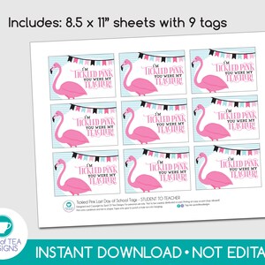 Tickled Pink Teacher Appreciation Tag | Last Day of School Tag ...
