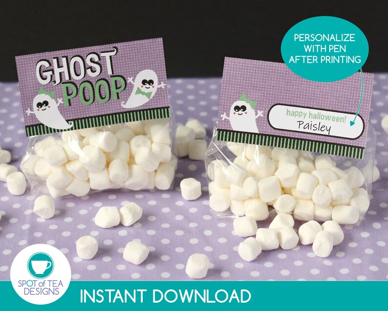 Ghost Poop Halloween Bag Toppers Halloween Candy Bags - Etsy