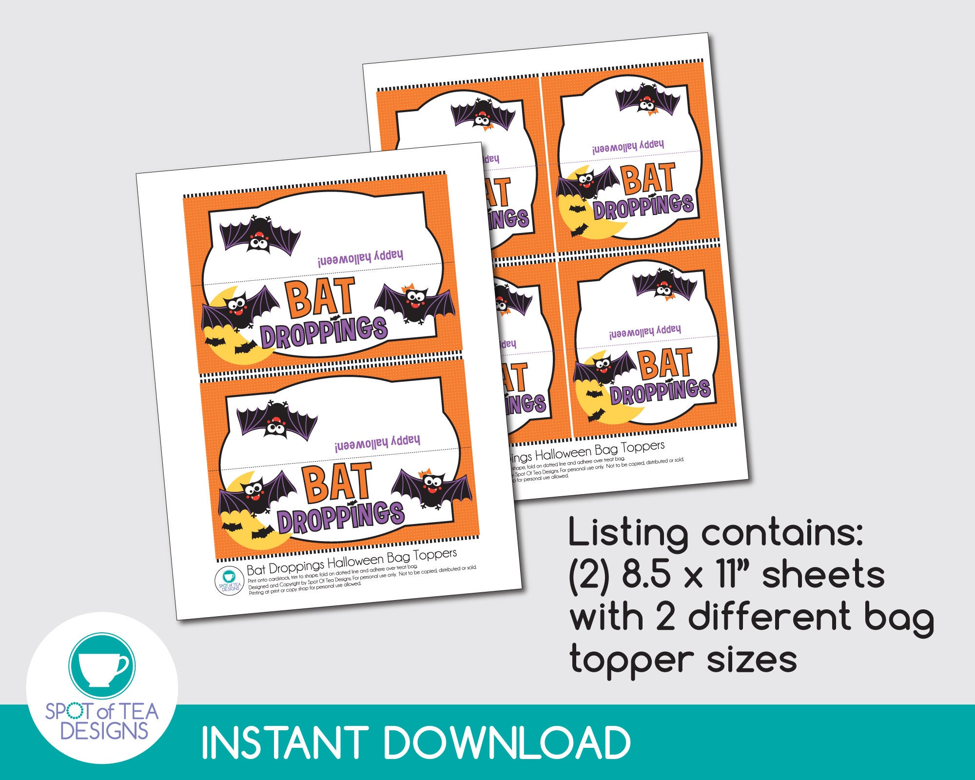 Bat Droppings Halloween Bag Toppers | Halloween Treat Bags | Halloween ...
