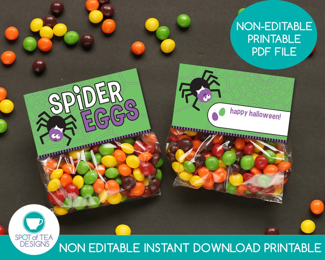 Spider Eggs Halloween Bag Toppers Halloween Treat Bags - Etsy