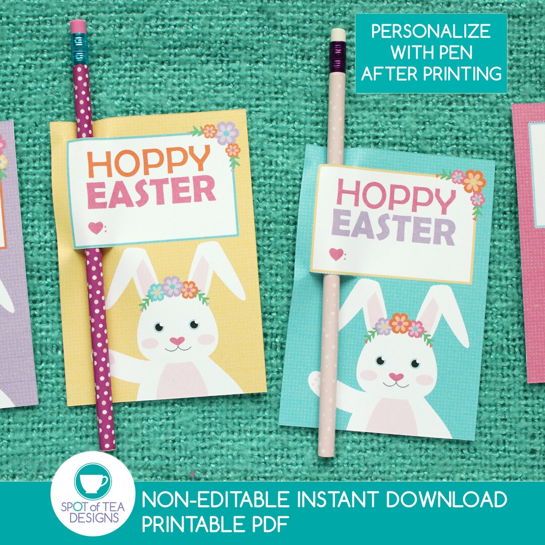 Hoppy Easter Bunny Pencil Holder: Printable Classroom Gift (PDF Instant ...