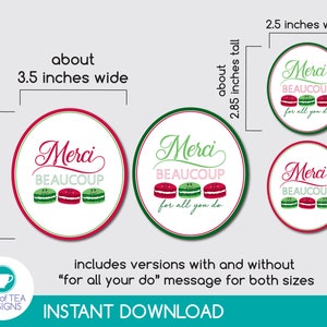 Merci Macarons Christmas Thank You Favor Tags | Teacher Appreciation ...