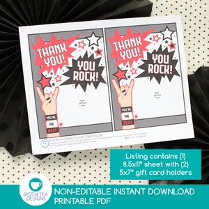 You Rock Thank You Gift Card Holder | Teacher Appreciation Gift ...