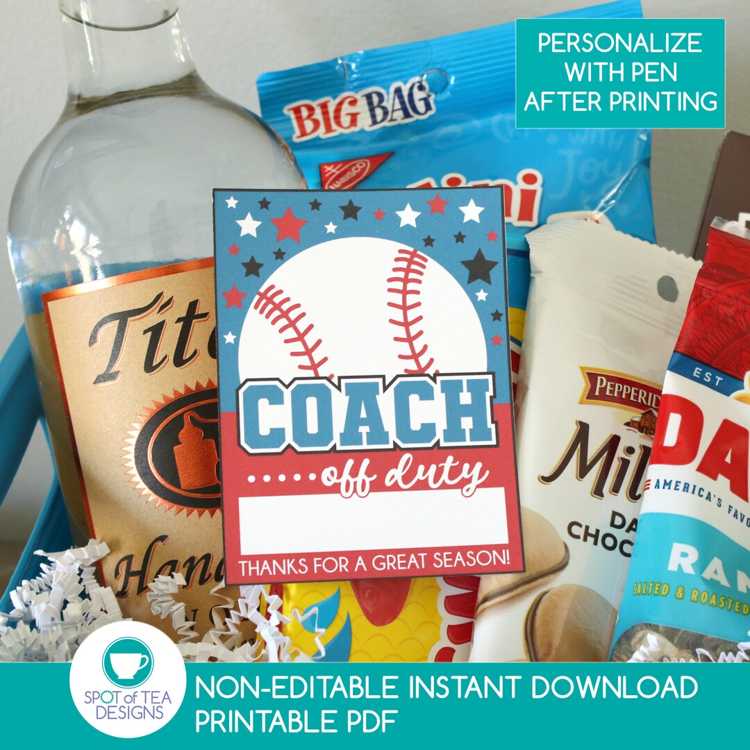 Baseball Coach off Duty Printable Thank You Tag (PDF Instant Digital ...