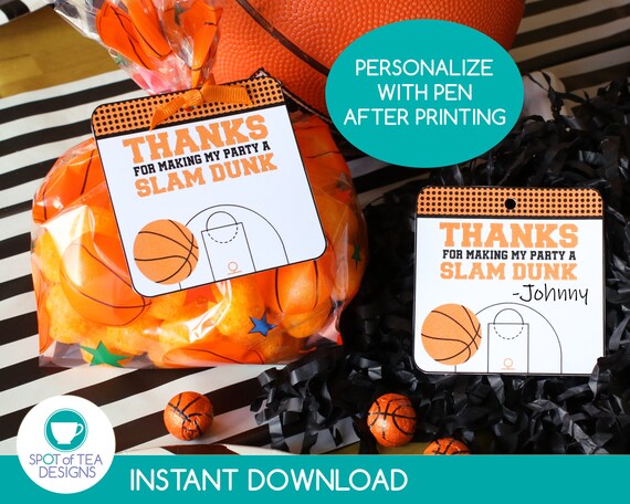 Slam Dunk Basketball Party Favor Tags Basketball Printables | Etsy