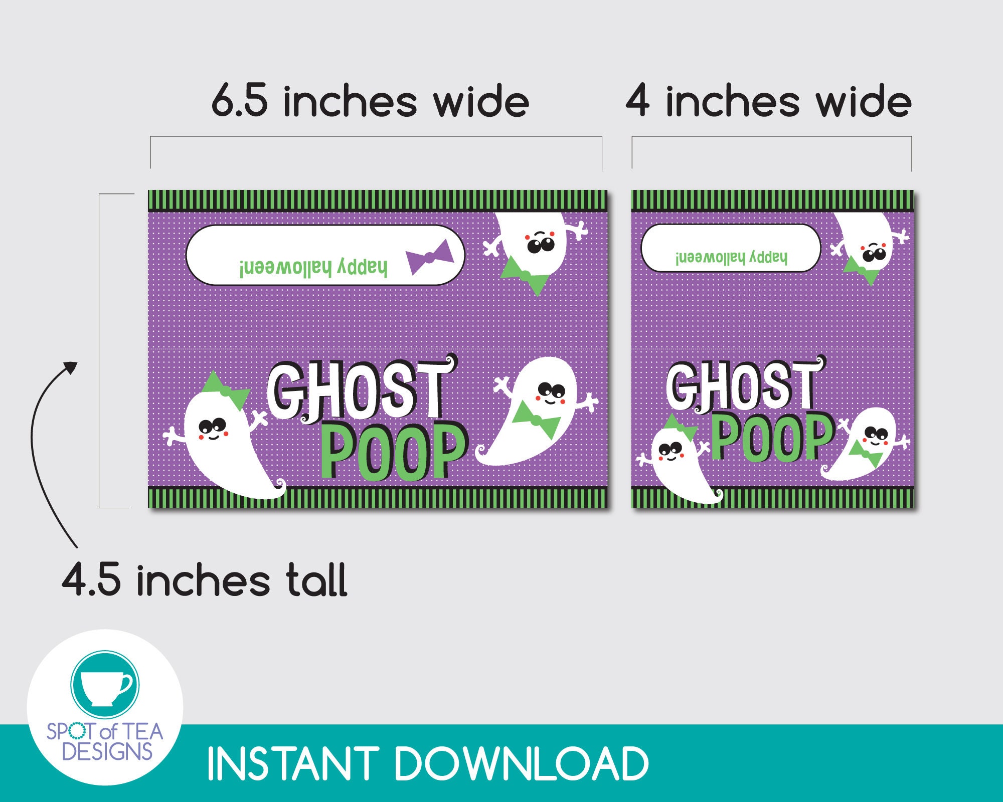 Ghost Poop Halloween Bag Toppers Halloween Candy Bags | Etsy