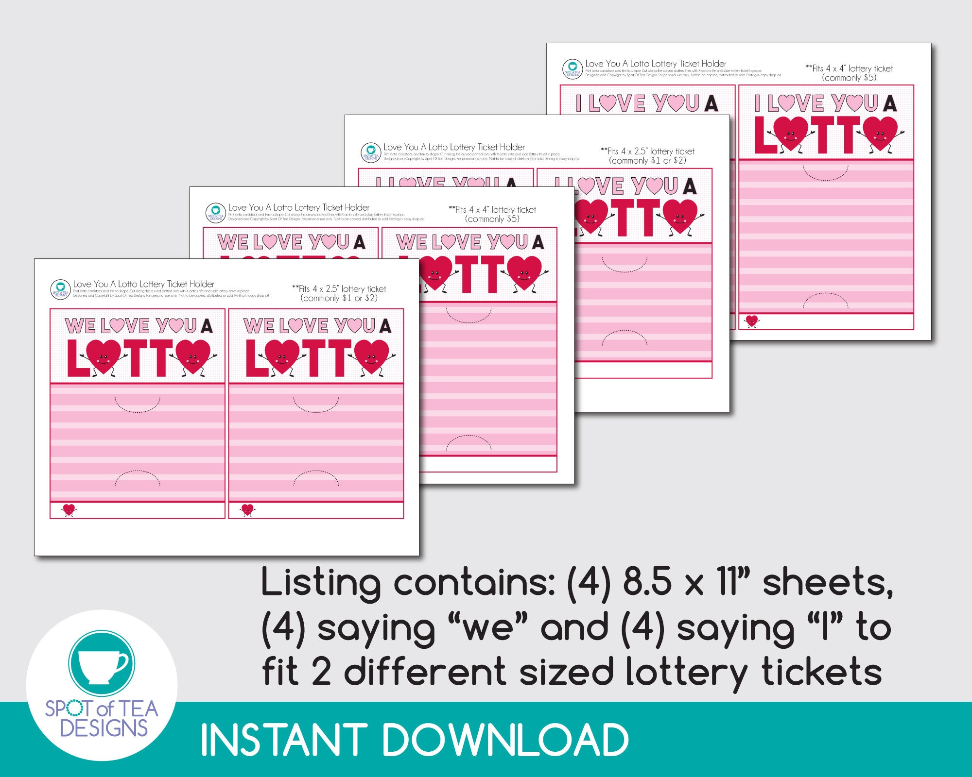 Love You A Lotto Lottery Ticket Holders Valentines Day | Etsy