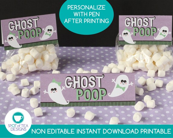 Ghost Poop Halloween Bag Toppers Halloween Candy Bags - Etsy