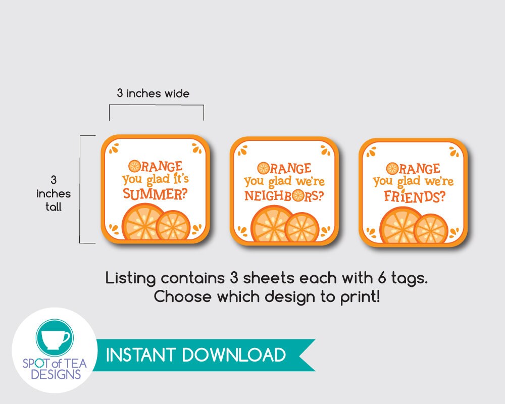 Orange You Glad Favor Tags Last Day of School Teacher - Etsy