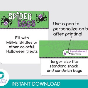Spider Eggs Halloween Bag Toppers | Halloween Treat Bags | Halloween ...