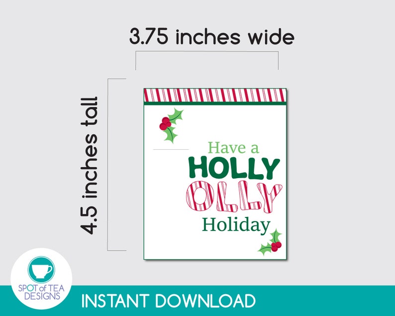 Holly Jolly Holiday Candy Cane Holder Tags Candy Cane Holder - Etsy