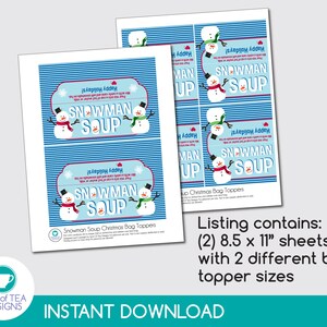 Snowman Soup Christmas Bag Toppers | Christmas Treat Bags | Christmas ...