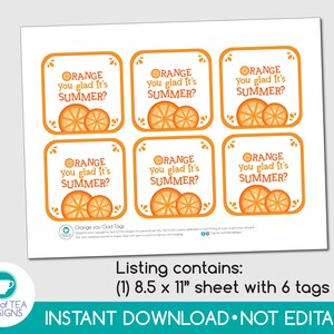 Orange You Glad Favor Tags | Last Day of School | Teacher Appreciation ...