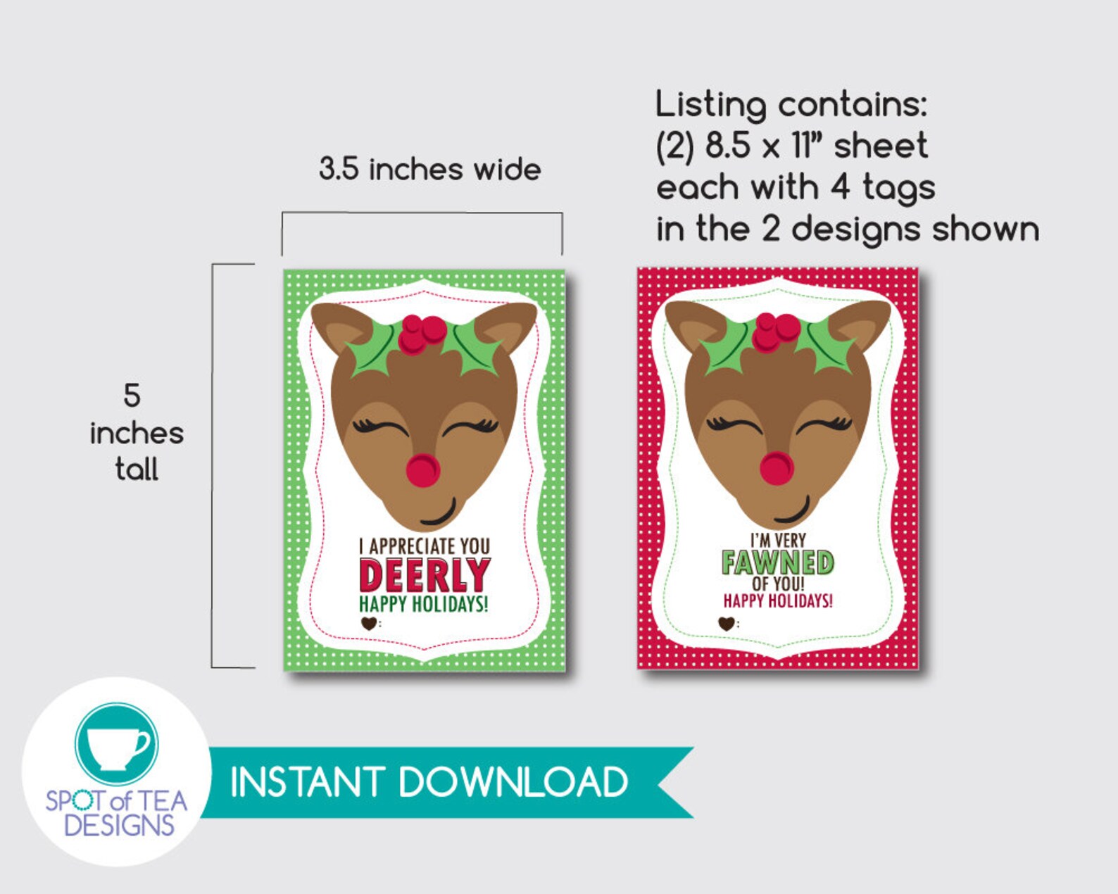 Reindeer Candy Cane Favor Tags Candy Cane Holder Christmas | Etsy