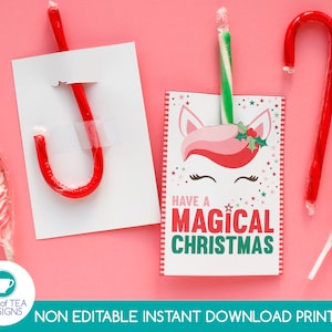 Christmas Unicorn Candy Cane Holder: Printable Party Favors (PDF ...