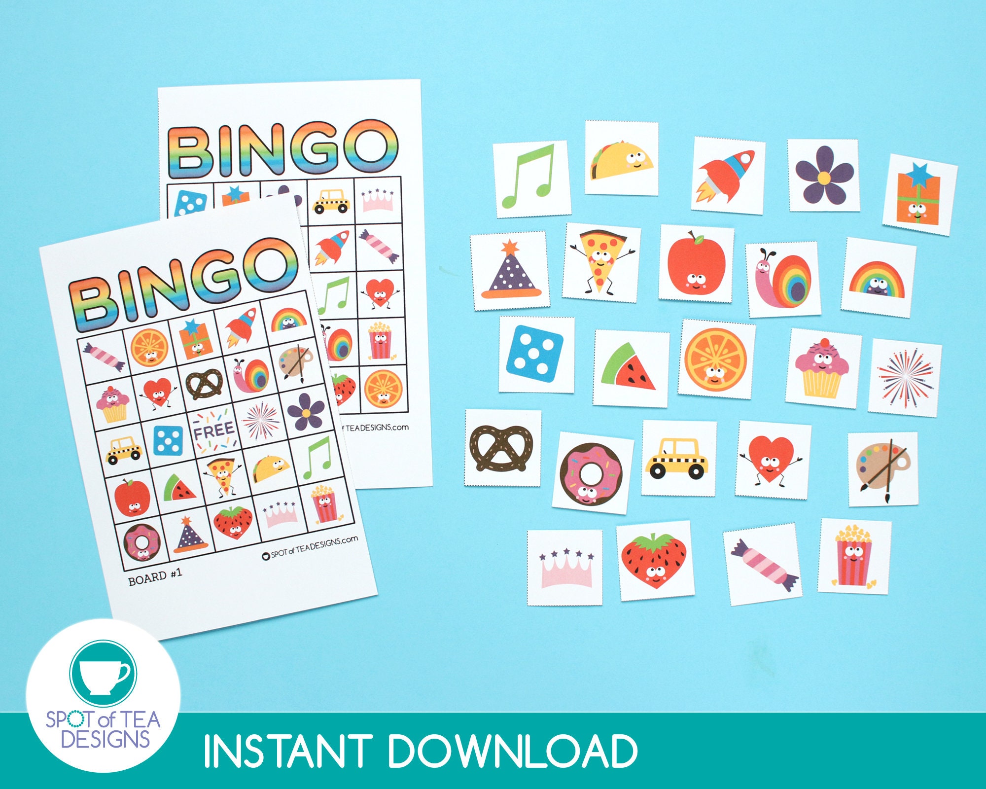 Printable Rainbow Bingo Game Printable Game Virtual Game | Etsy