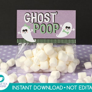 Ghost Poop Halloween Bag Toppers Halloween Candy Bags | Etsy