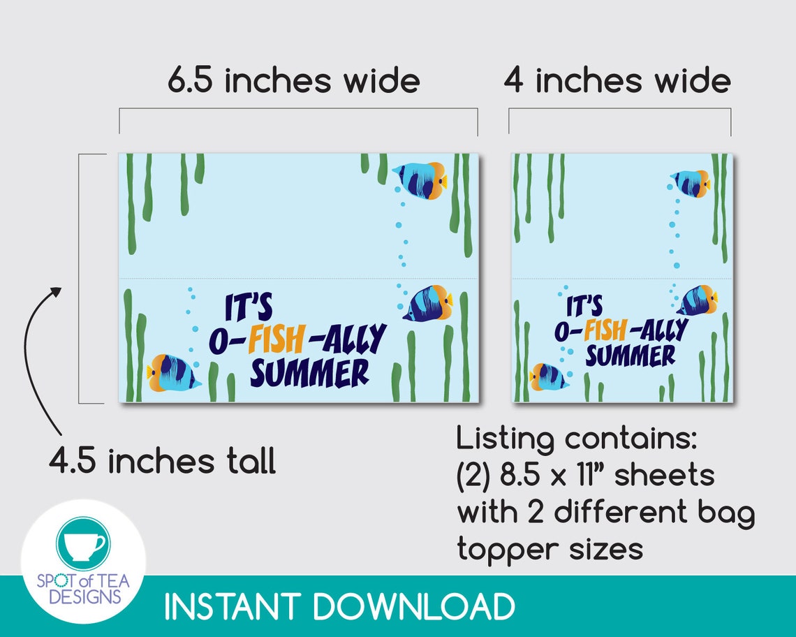 It's O-fish-ally Summer Bag Toppers Last Day of School | Etsy