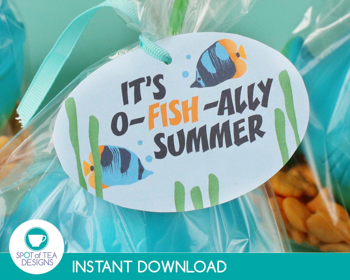 It's O-fish-ally Summer Favor Tag Last Day of School | Etsy