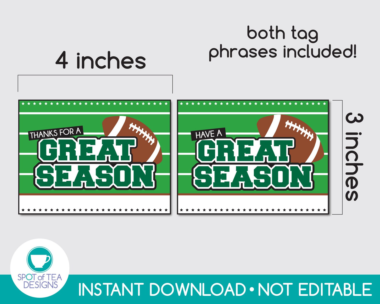 Great Season Football Favor Tags | Football Printables | Football Game ...