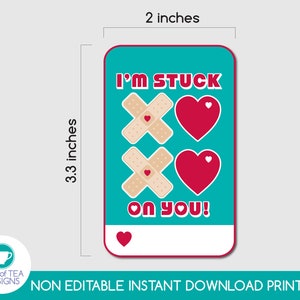 Stuck on Your Valentine Bandage Tag Valentine's Day Tag Valentine's Day ...