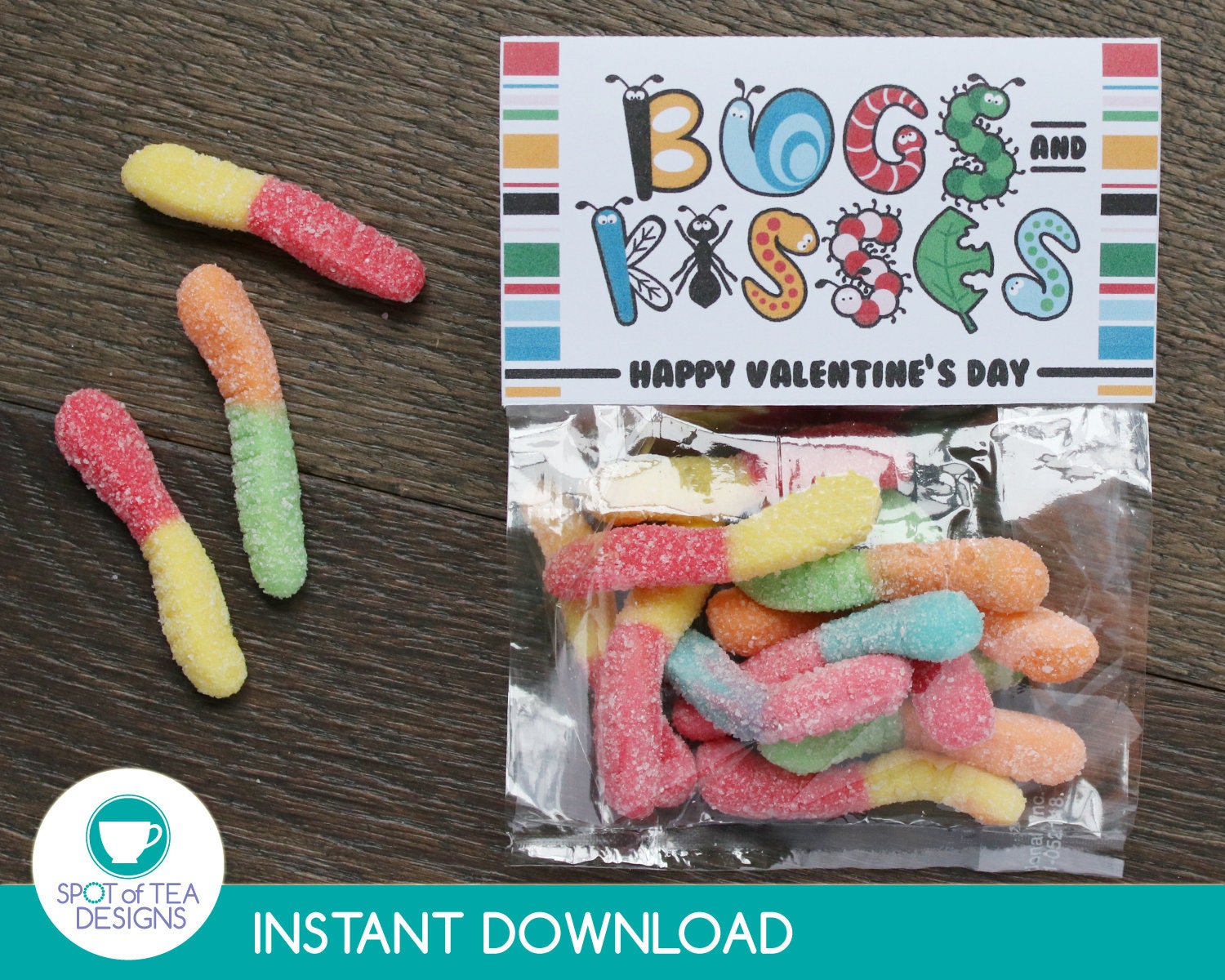 Bugs and Kisses Valentines Bag Topper Valentines Treat Bag - Etsy