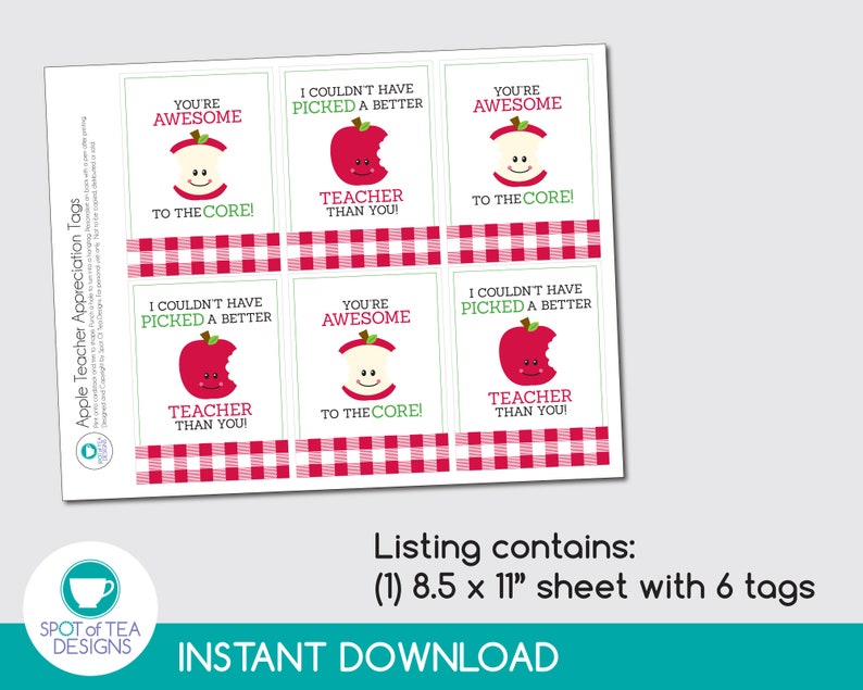 Apple Teacher Appreciation Tag Teacher Appreciation Gift - Etsy