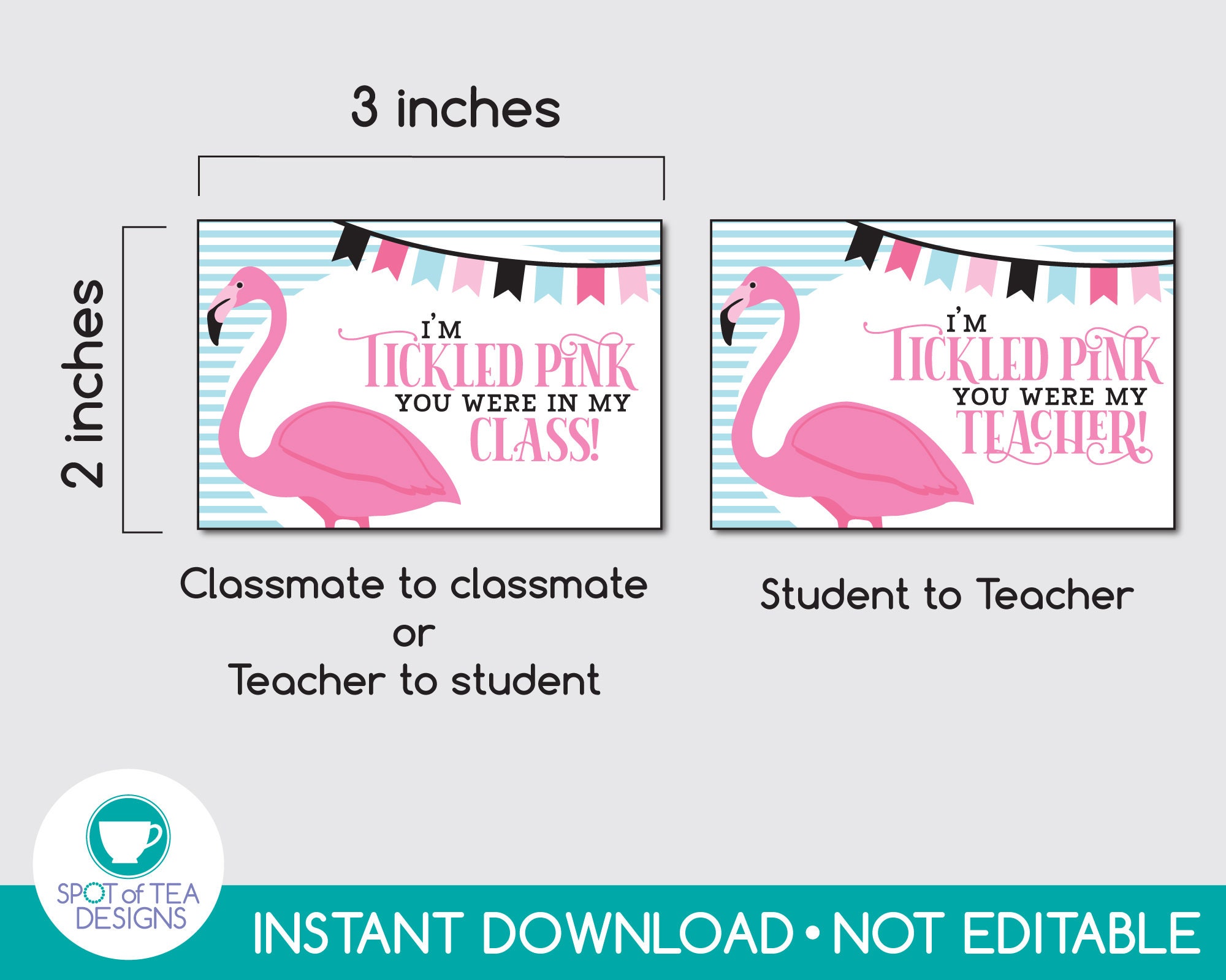 Tickled Pink Teacher Appreciation Tag Tag Last Day of School | Etsy