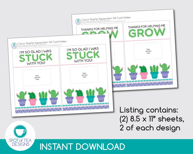 Cactus Teacher Appreciation Gift Card Holder Teacher - Etsy