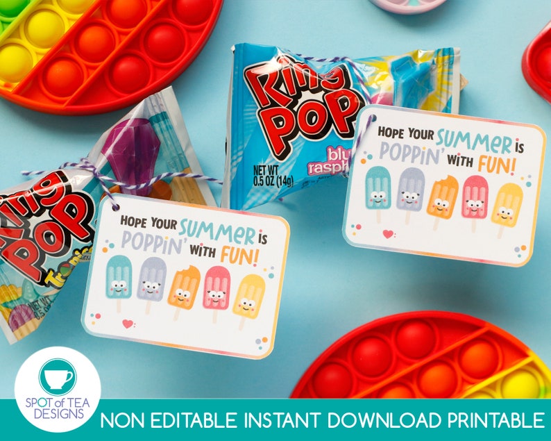 Summer is Poppin' Gift Tag: End of School Printable (PDF Instant ...