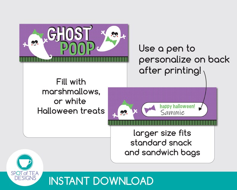 Ghost Poop Halloween Bag Toppers Halloween Candy Bags - Etsy