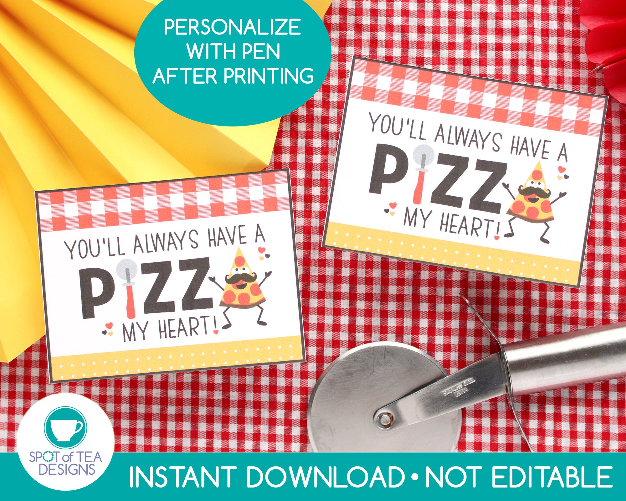 Pizza My Heart Tag | Father's Day Tag | Father's Day Printable | Gift ...