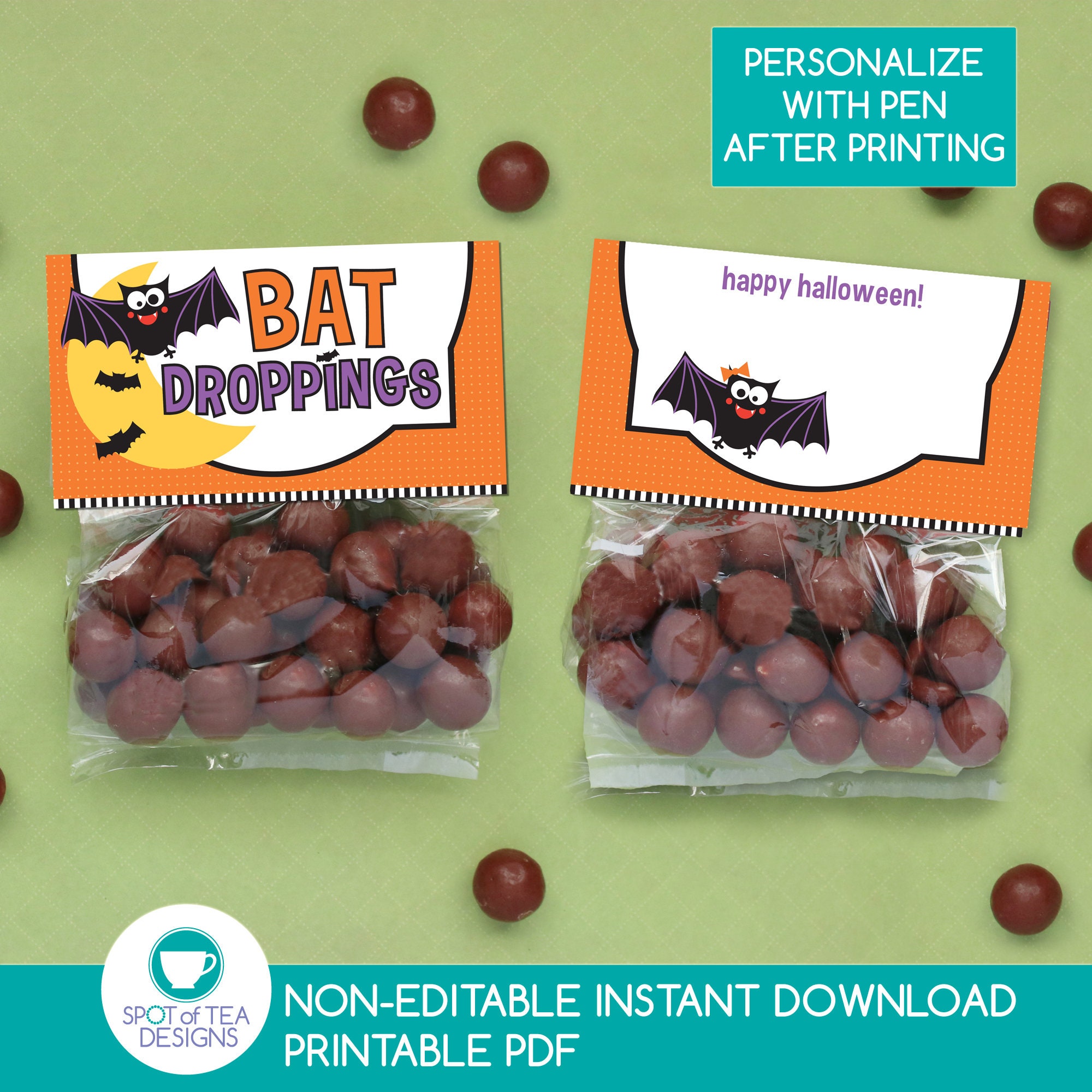 Bat Droppings Halloween Bag Toppers | Halloween Treat Bags | Halloween ...