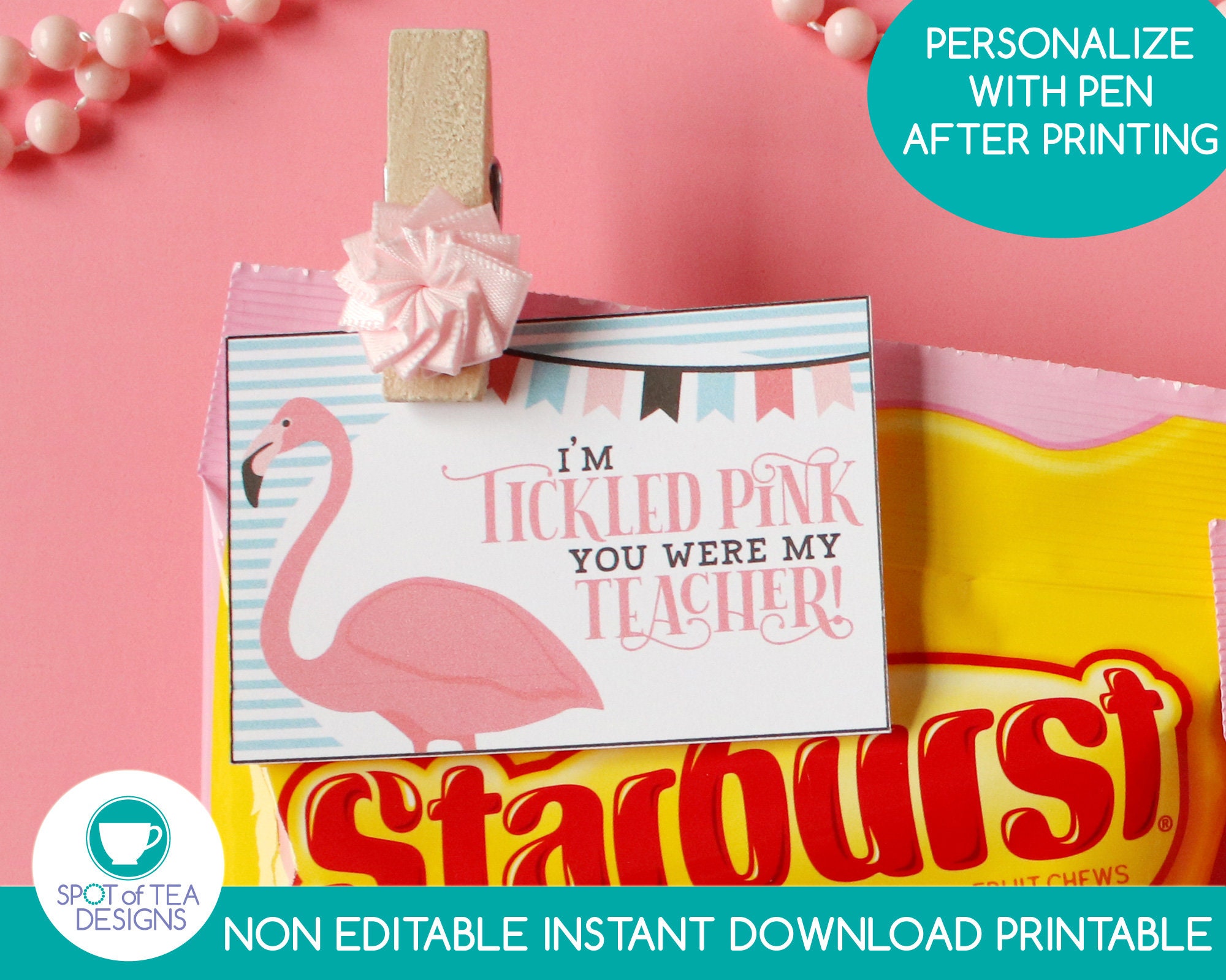 Tickled Pink Teacher Appreciation Tag Tag Last Day of School | Etsy