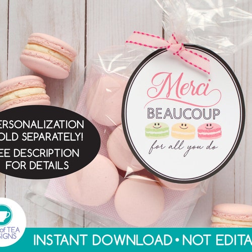 Merci Macarons Thank You Favor Tags Teacher Appreciation - Etsy