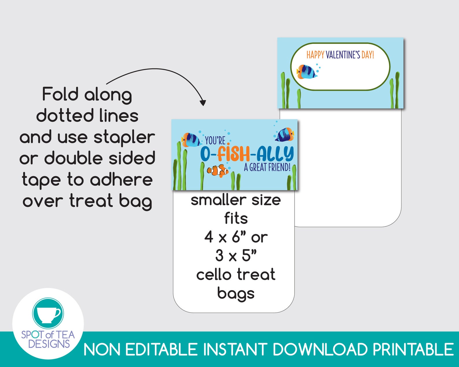 You're O-fish-ally A Great Friend Valentines Bag Topper | Classroom ...