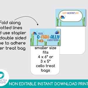 You're O-fish-ally A Great Friend Valentines Bag Topper Classroom ...