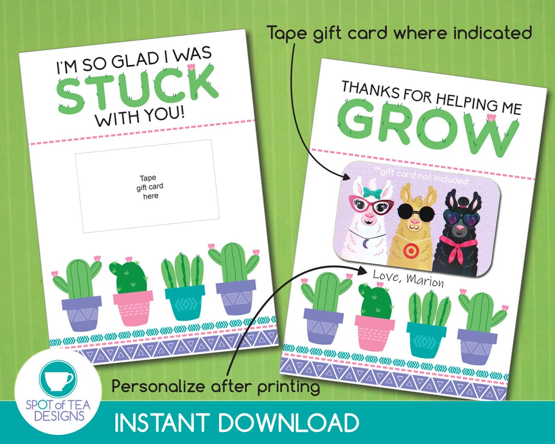 Cactus Teacher Appreciation Gift Card Holder Teacher - Etsy