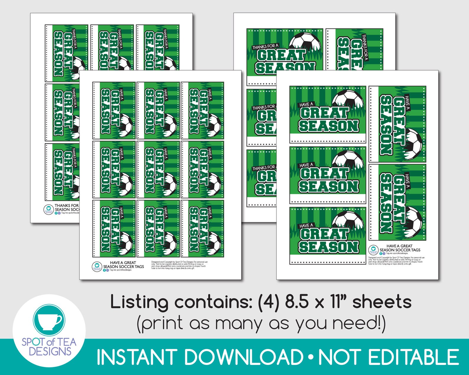 Great Season Soccer Favor Tags | Soccer Printables | Soccer Game Snack ...