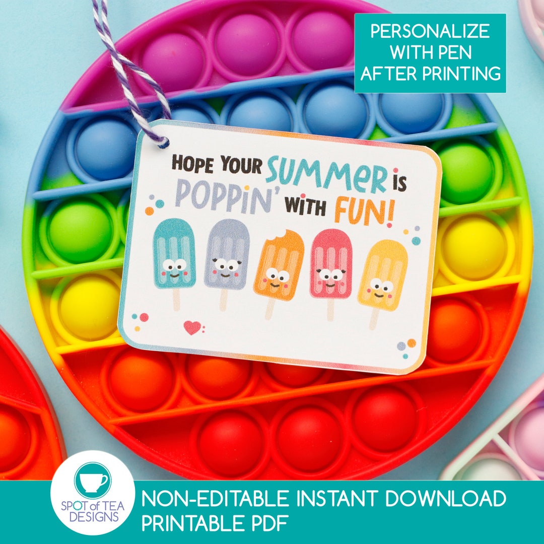 Summer is Poppin' Gift Tag: End of School Printable (PDF Instant ...
