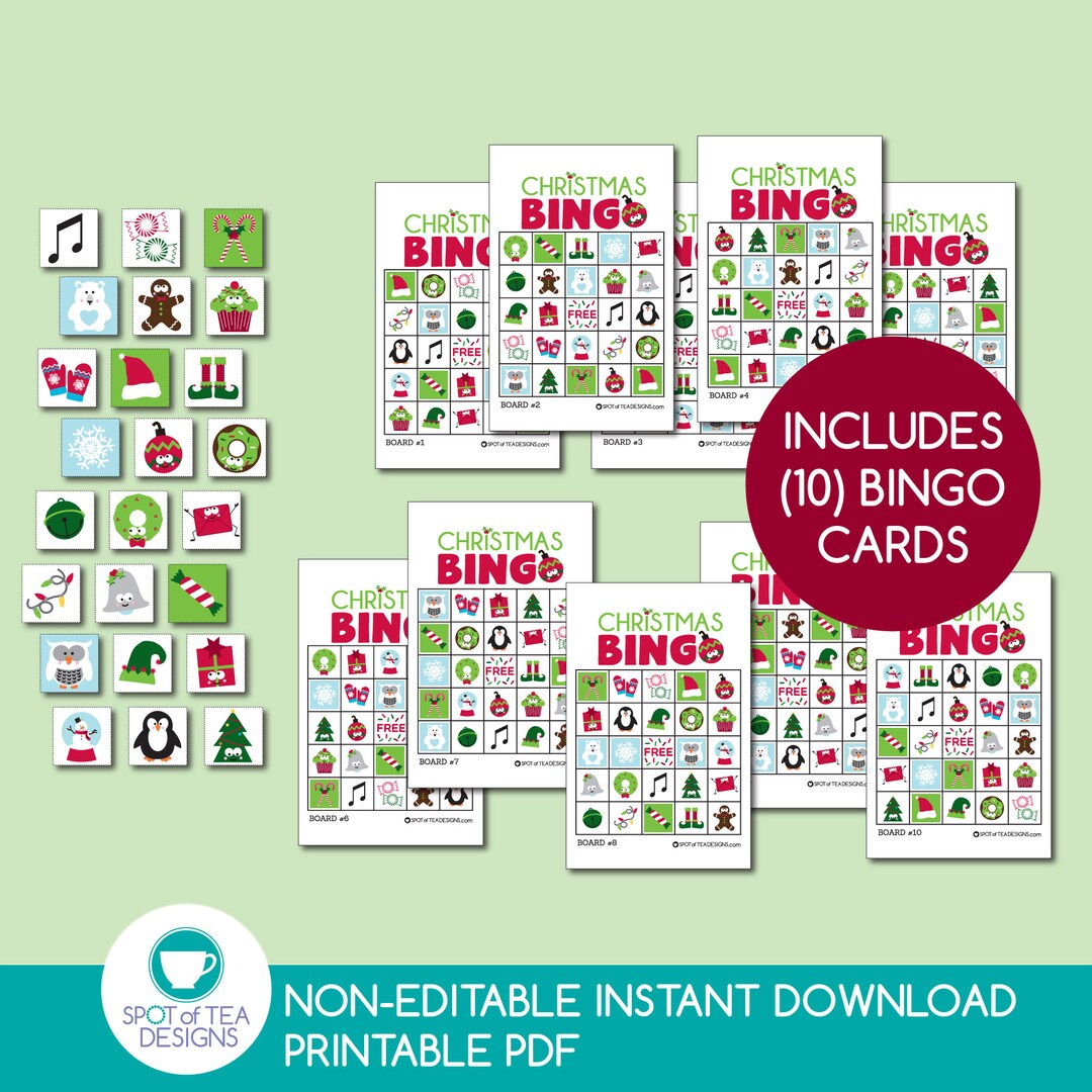 Printable Christmas Bingo Game | Printable Game | Virtual Game ...