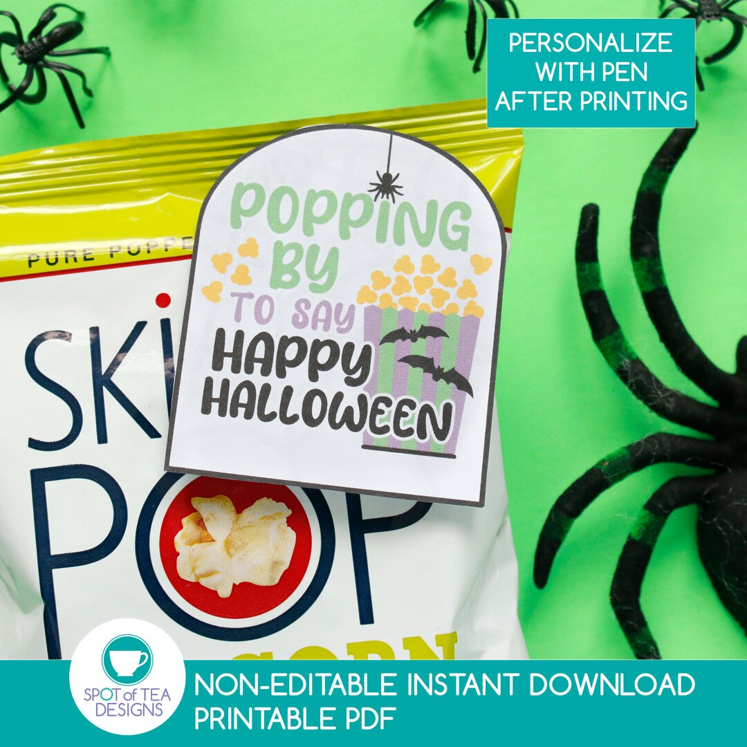 Halloween Popcorn Tag Halloween Printables Popping Fidget Tag Halloween ...
